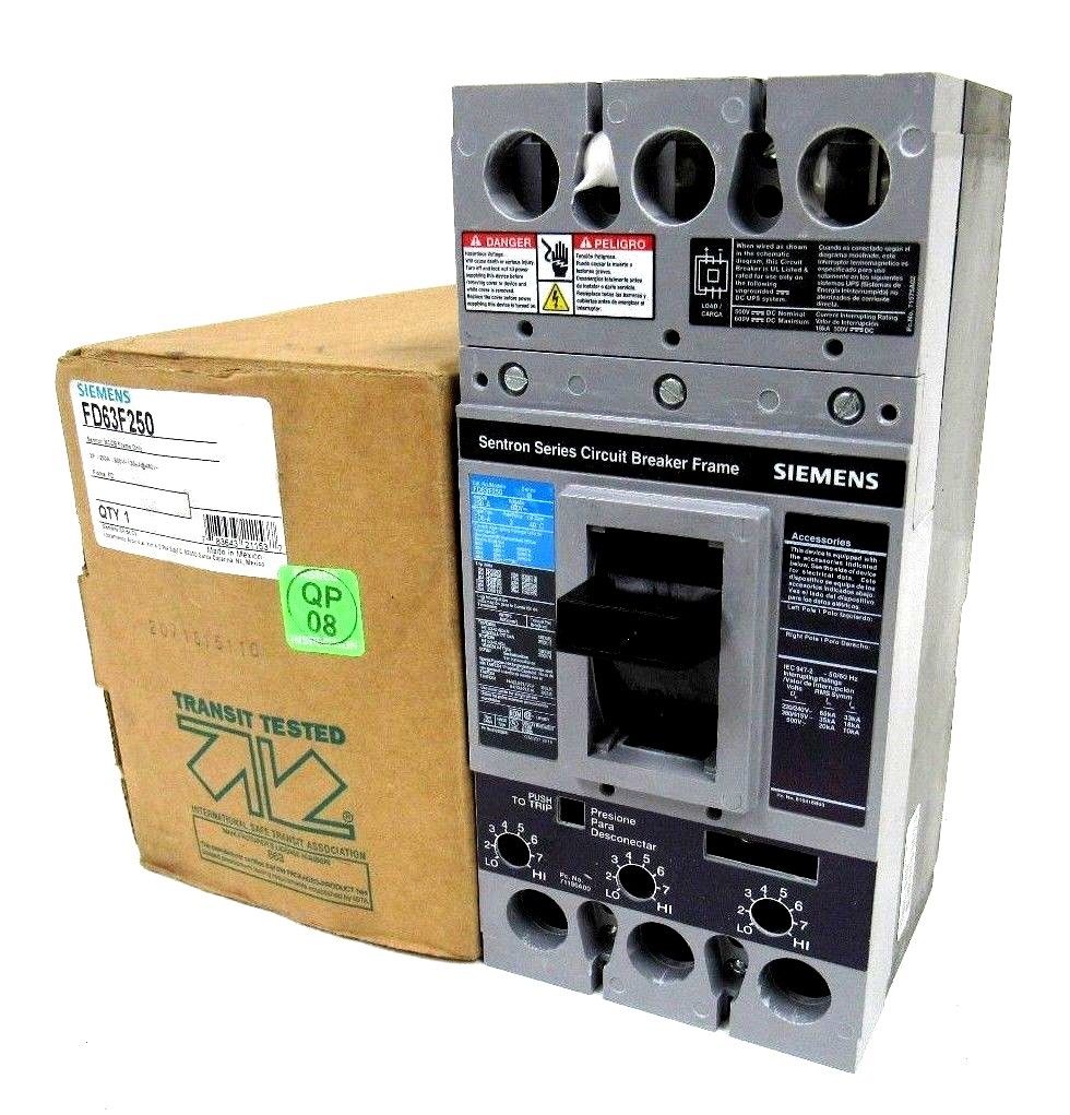 NEW SIEMENS FD63F250 CIRCUIT BREAKER 250A 600V 3 POLE - SB Industrial ...