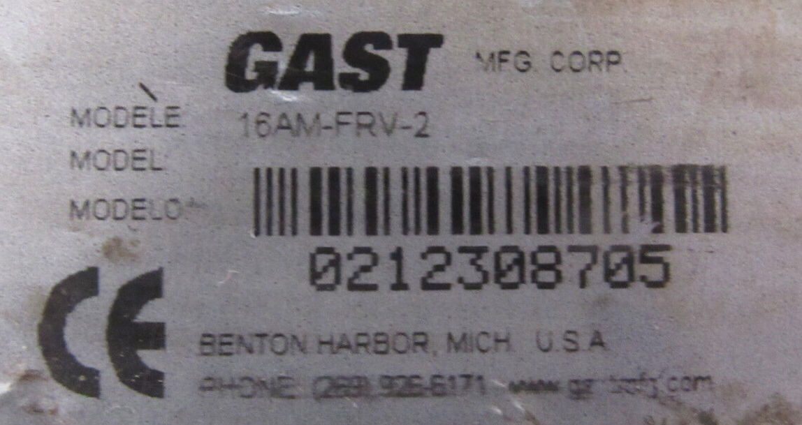 USED GAST 16AM-FRV-2 AIR MOTOR 16AMFRV2 - SB Industrial Supply, Inc.