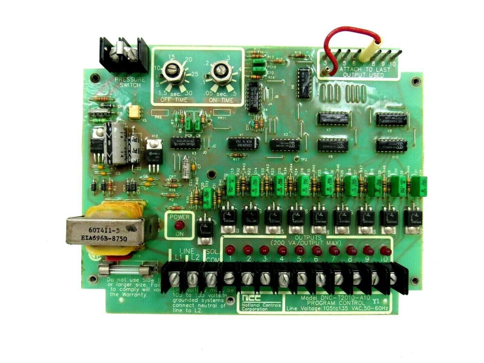 USED NATIONAL CONTROLS DNC-T2010-A10 PROGRAM CONTROL BOARD DNCT2010A10 ...