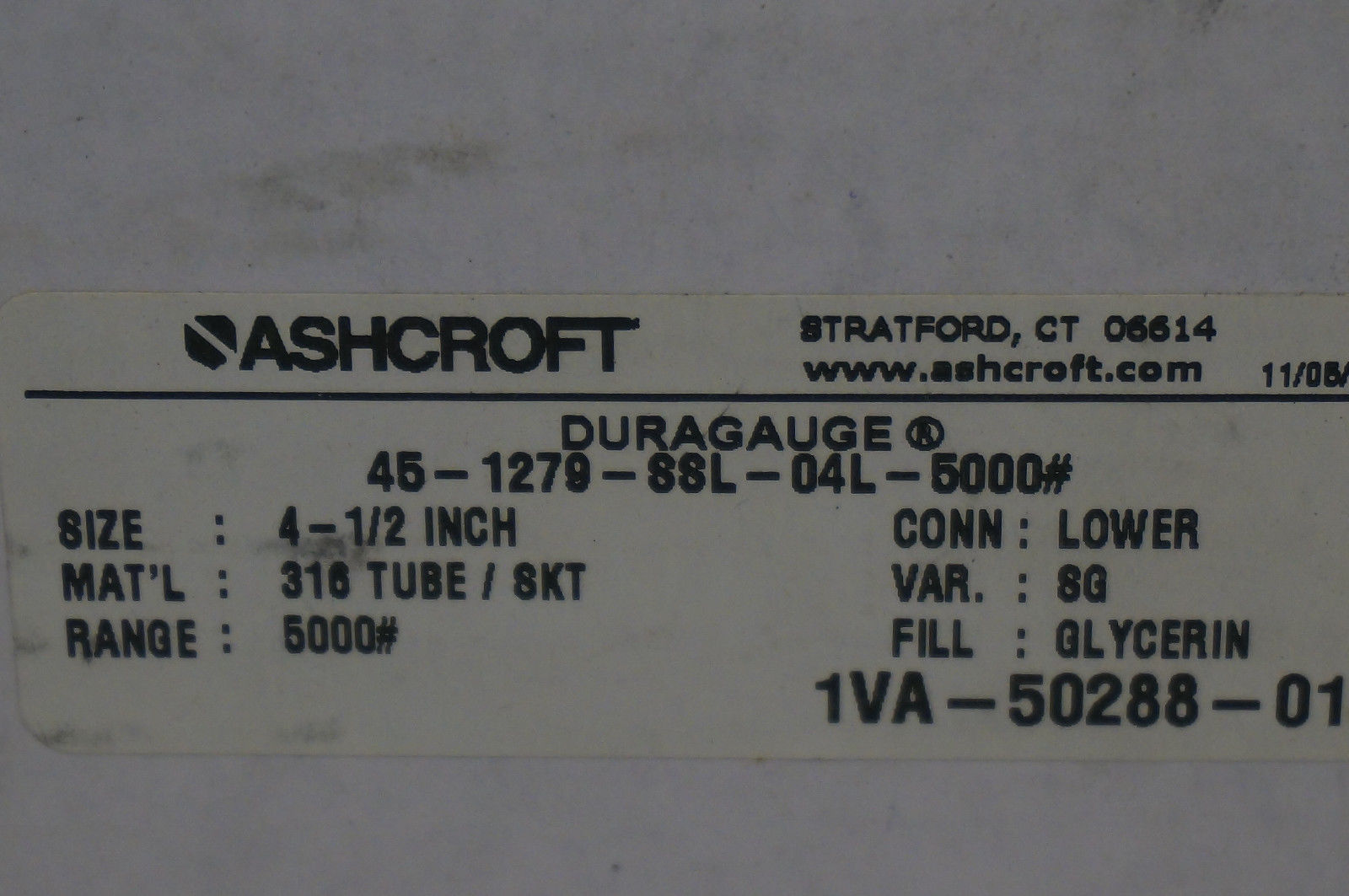 NEW ASHCROFT 45-1279-SSL-04L-5000# PRESSURE GAUGE 451279SSL04L5000 - SB ...