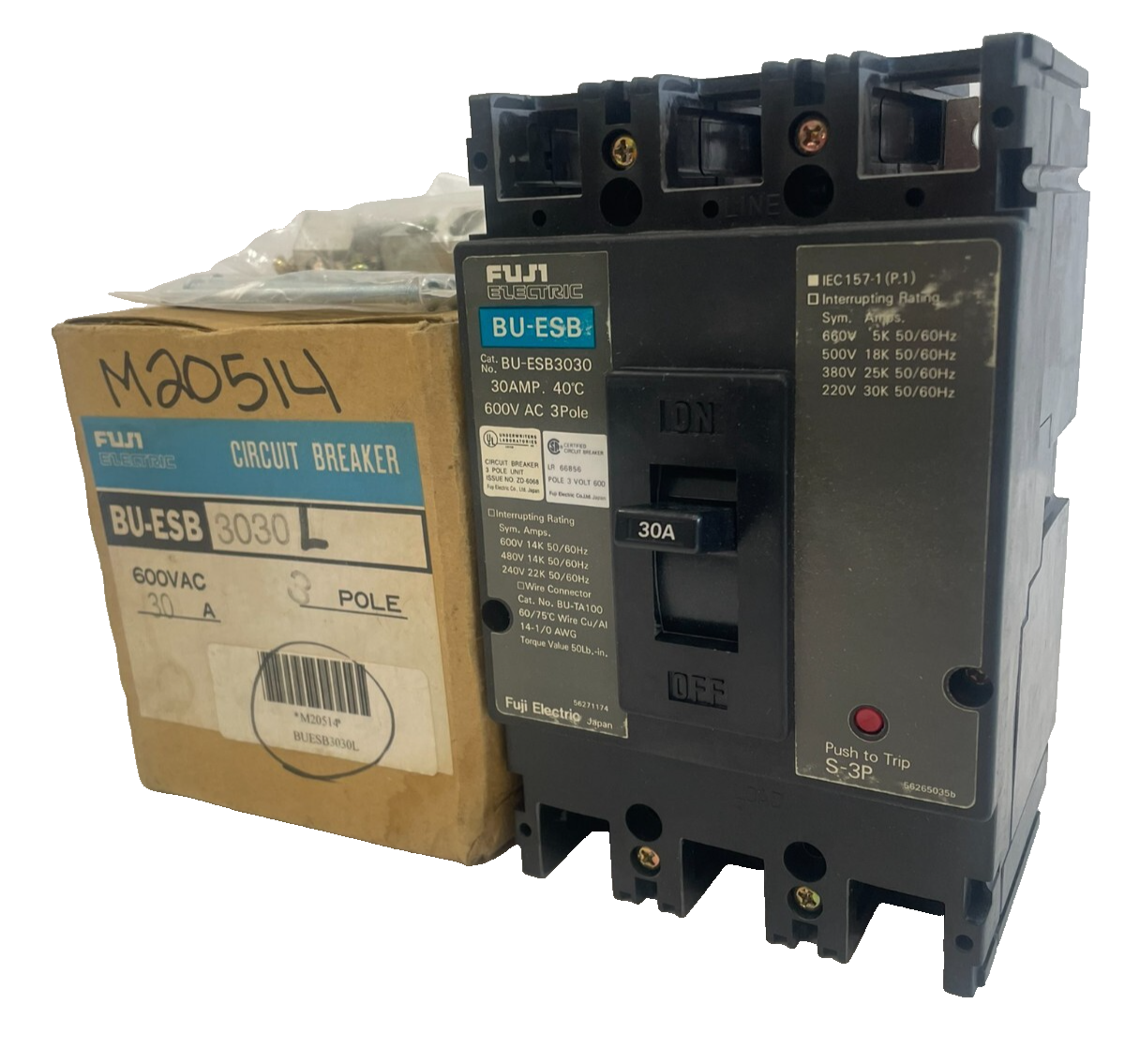 NEW FUJI ELECTRIC BU-ESB-3030-L CIRCUIT BREAKER 600VAC 30A 3POLE ...
