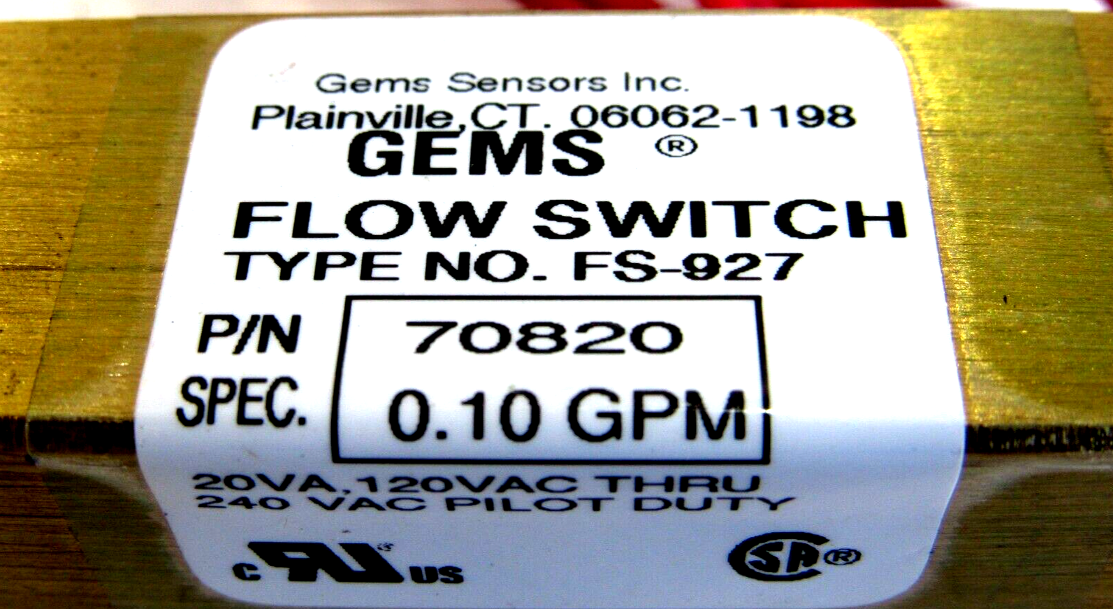 NEW GEMS 70820 FLOW SWITCH FS-927 - SB Industrial Supply, Inc.