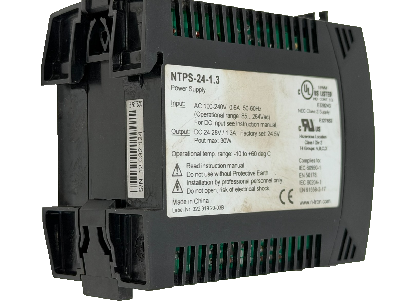 NEW N-TRON NTPS-24-1.3 POWER SUPPLY 24VDC NTPS2413 - SB Industrial ...
