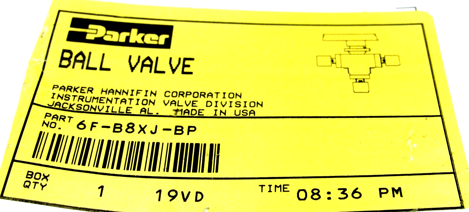 NEW PARKER 6F-B8XJ-BP BALL VALVE 6FB8XJBP - SB Industrial Supply, Inc.