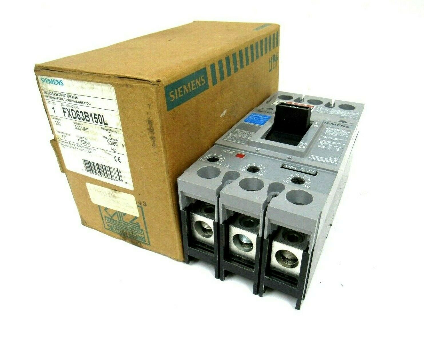 NEW SIEMENS FXD63B150L CIRCUIT BREAKER 150A 3 POLE 600VAC FXD6-A - SB ...