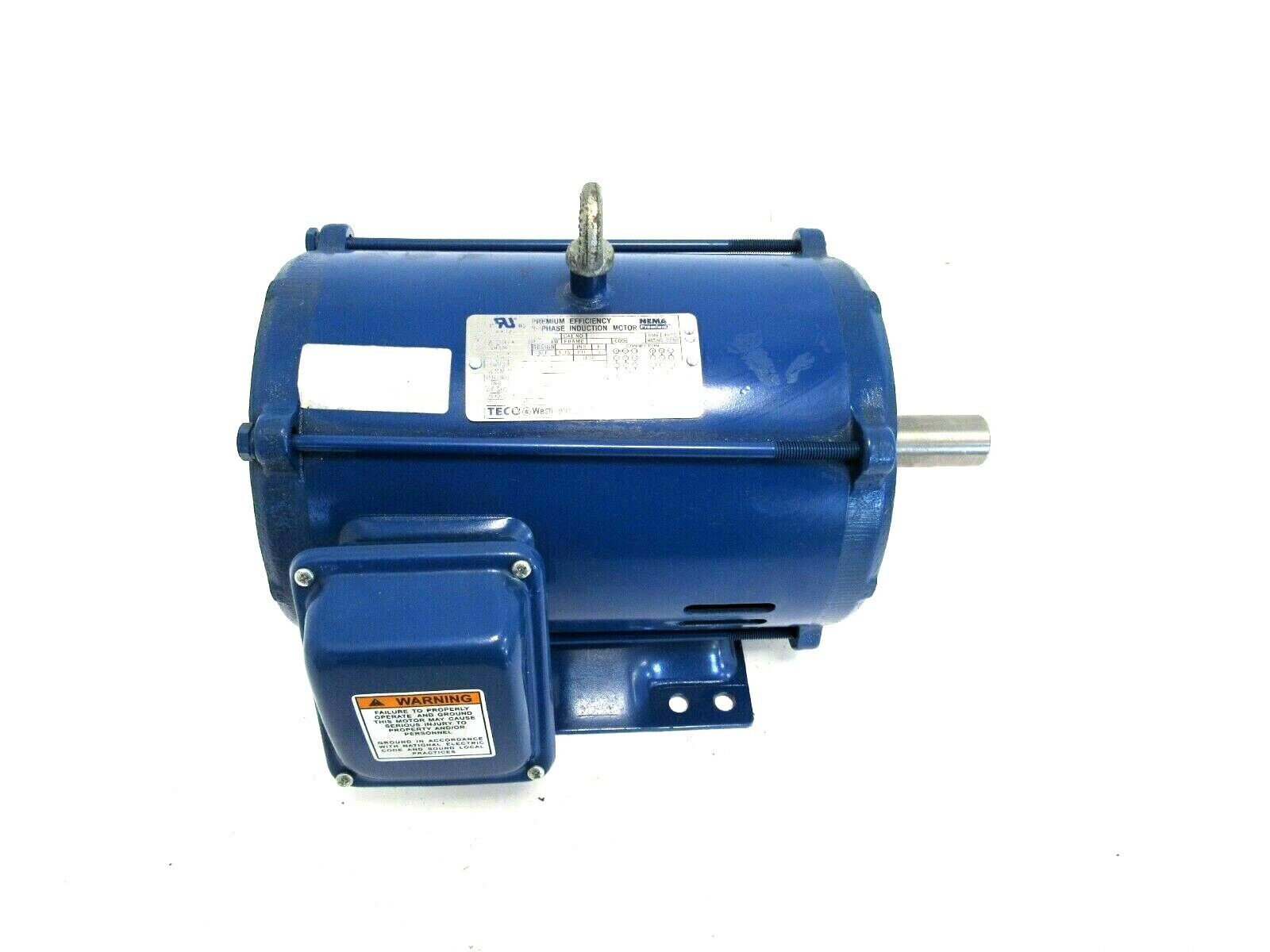NEW TECO WESTINGHOUSE DTP0052 MOTOR 5HP 230/460V ASCH UW001 184T 1-1/8 ...