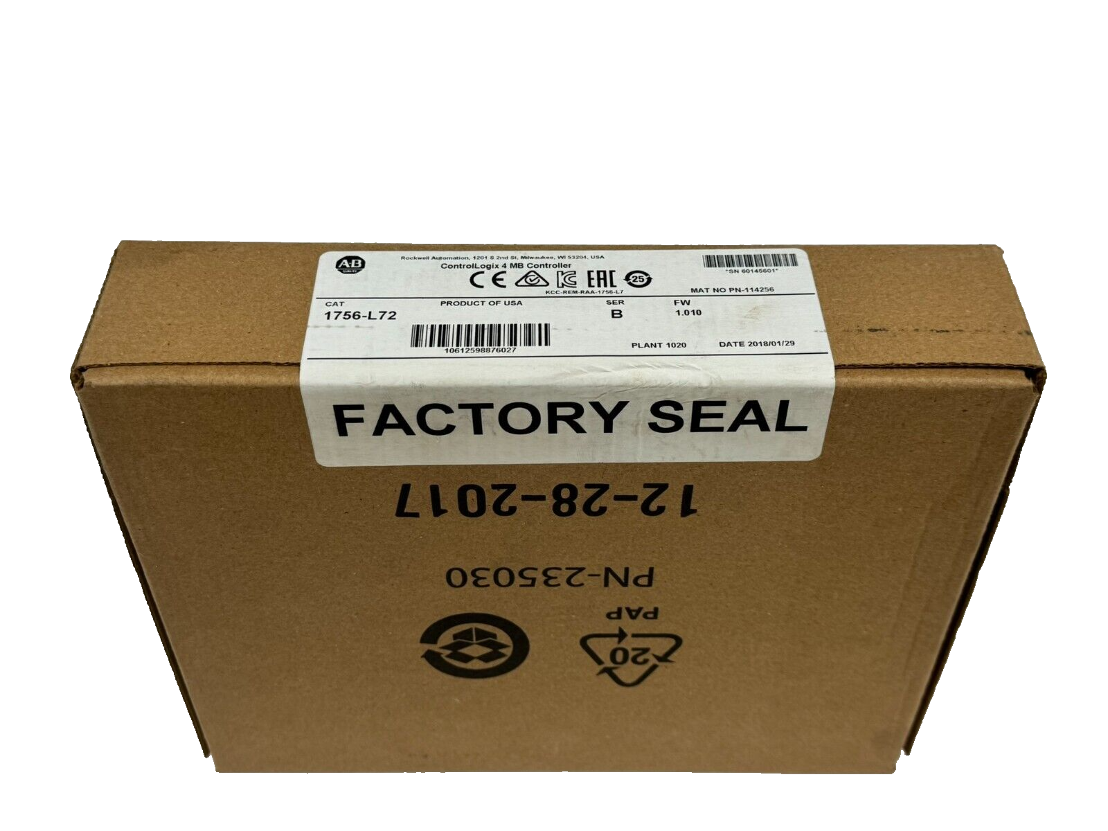 ALLEN BRADLEY 1756-L72 COMPACTLOGIX PROCESSOR SER. B NEW SEALED SURPLUS ...