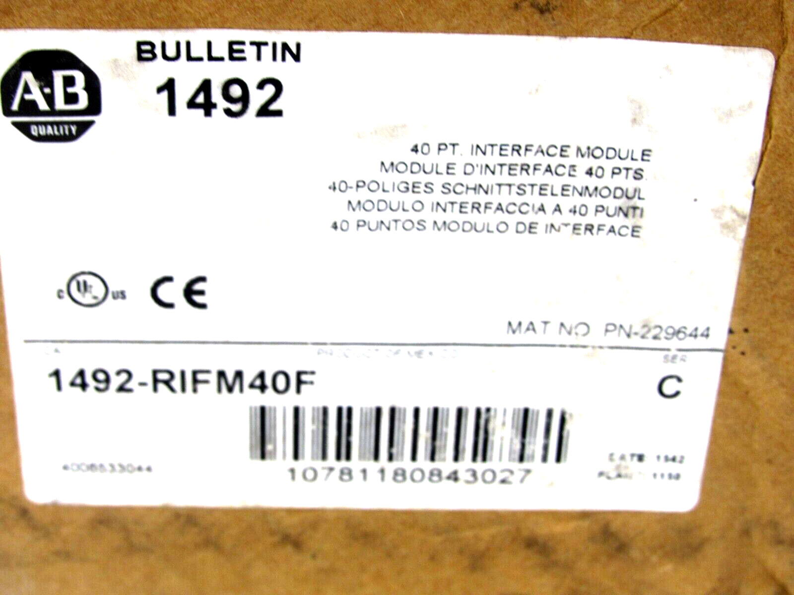 NEW ALLEN BRADLEY 1492-RIFM40F MODULE SERIES C 1492RIFM40F - SB ...