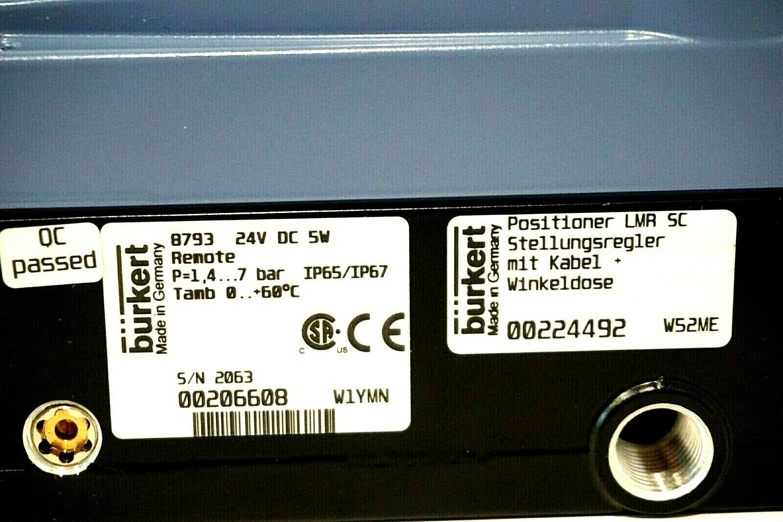 NEW BURKERT POSITIONER TYPE 8793 ELECTRO PNEUMATIC PROCESS CONTROLLER ...