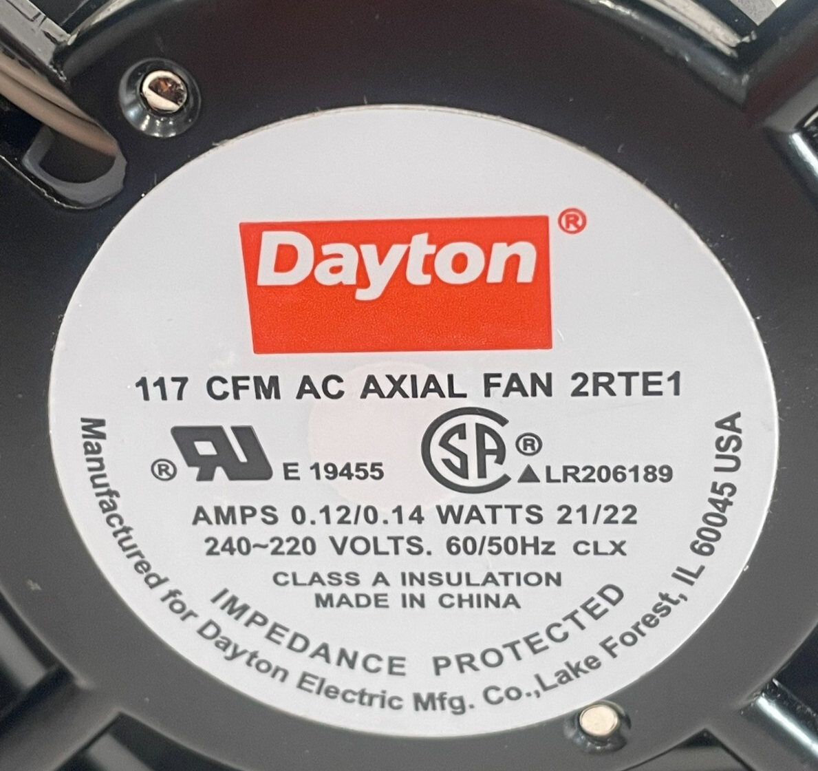 NEW DAYTON 2RTE1 117CFM AC AXIAL FAN - SB Industrial Supply, Inc.