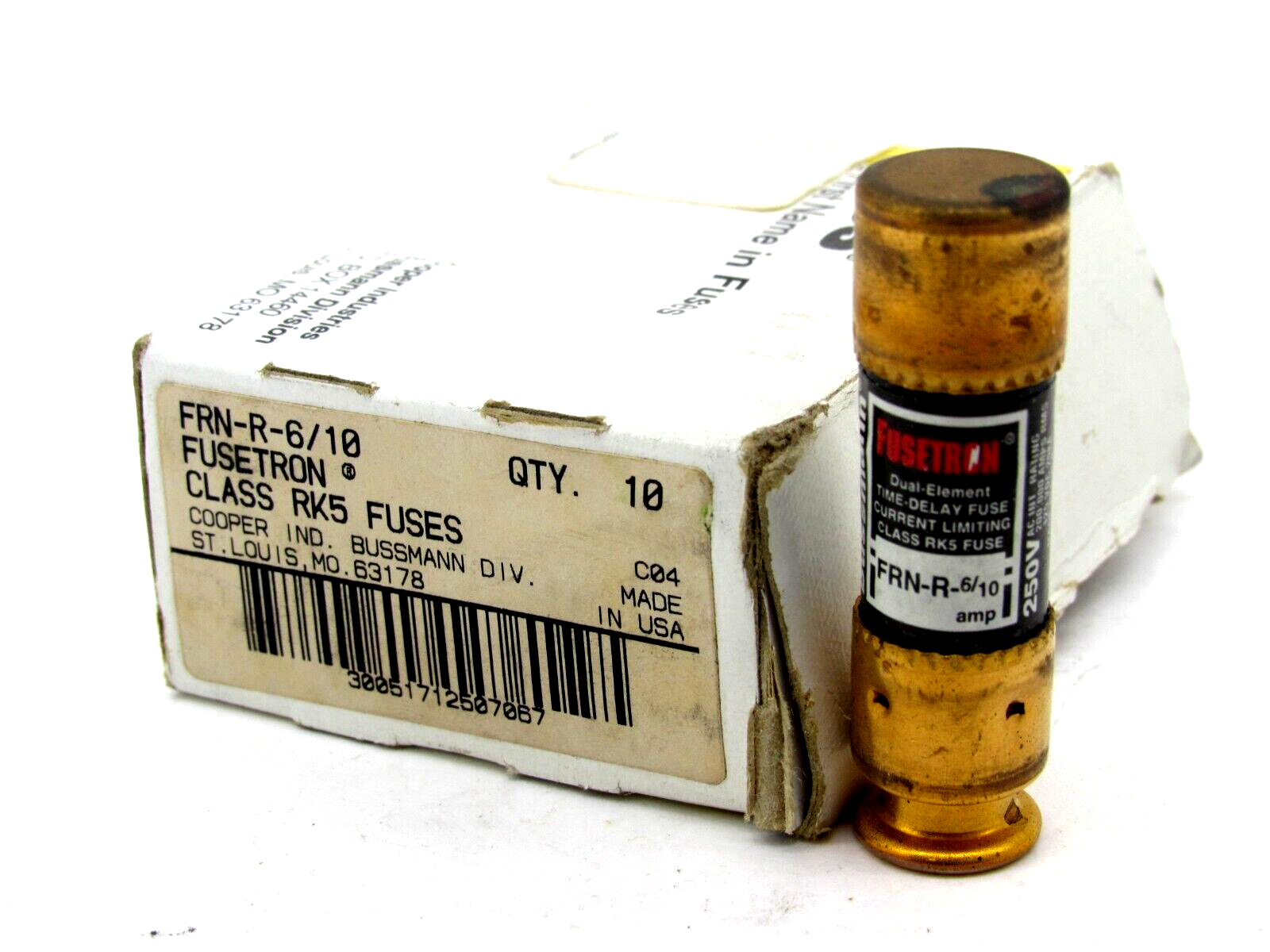 NEW LOT OF 10 BUSSMANN FRN-R-6/10 FUSES FRNR610 - SB Industrial Supply ...
