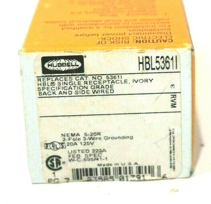 7 NEW HUBBELL HBL5361I SINGLE RECEPTACLES - SB Industrial Supply, Inc.