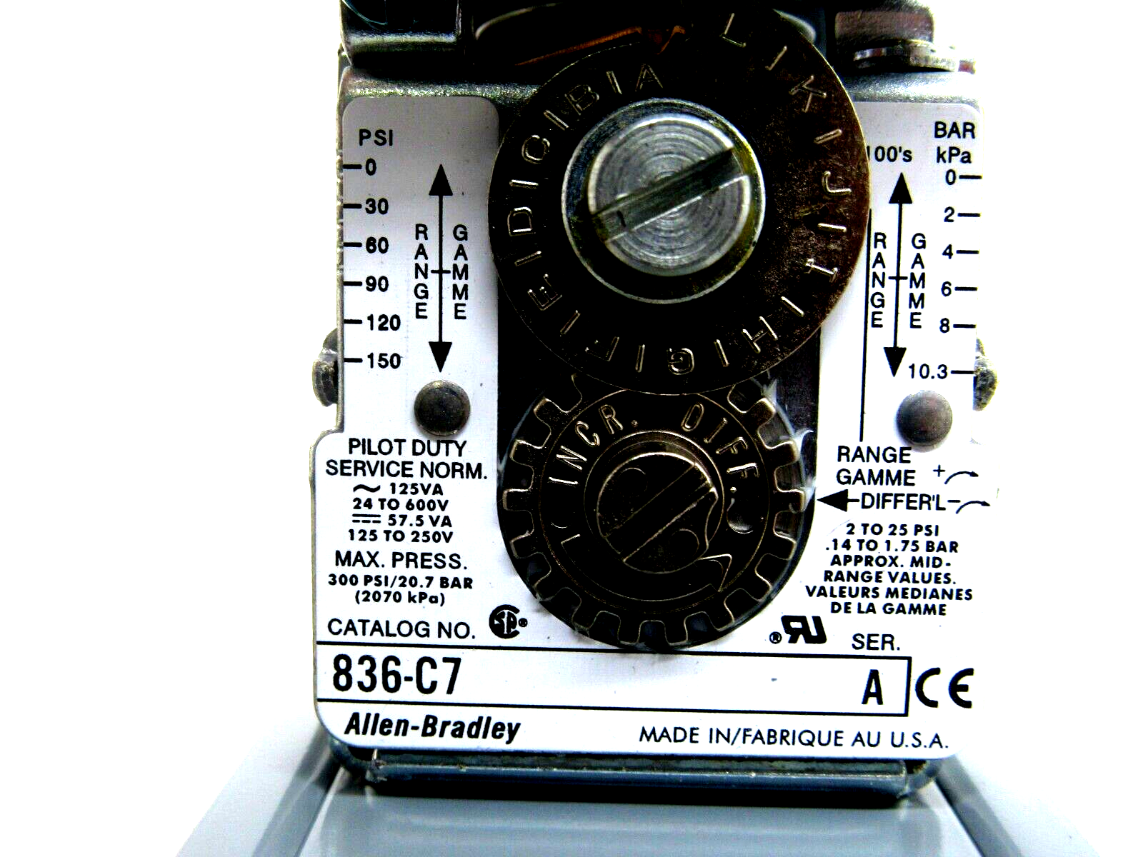 NEW ALLEN BRADLEY 836-C7A PRESSURE CONTROLSERIES A 836C7A - SB ...