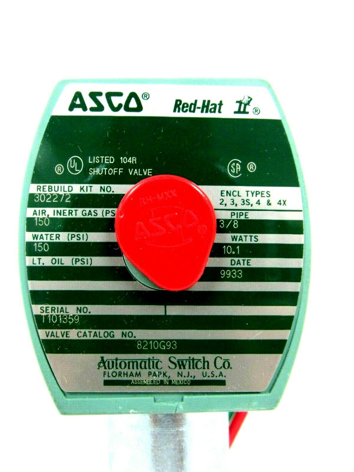 NEW ASCO 8210G93 SOLENOID VALVE 3/8" 110/120V 50/60HZ - SB Industrial ...