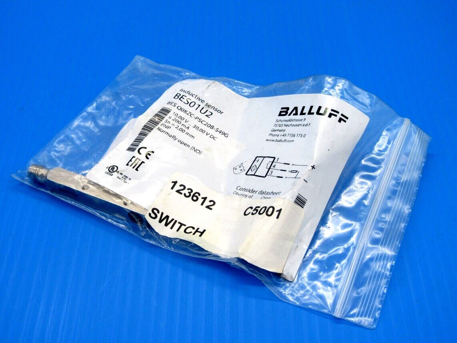 NEW BALLUFF BES Q08ZC-PSC20B-S49G INDUCTIVE SENSOR BES01U2 ...