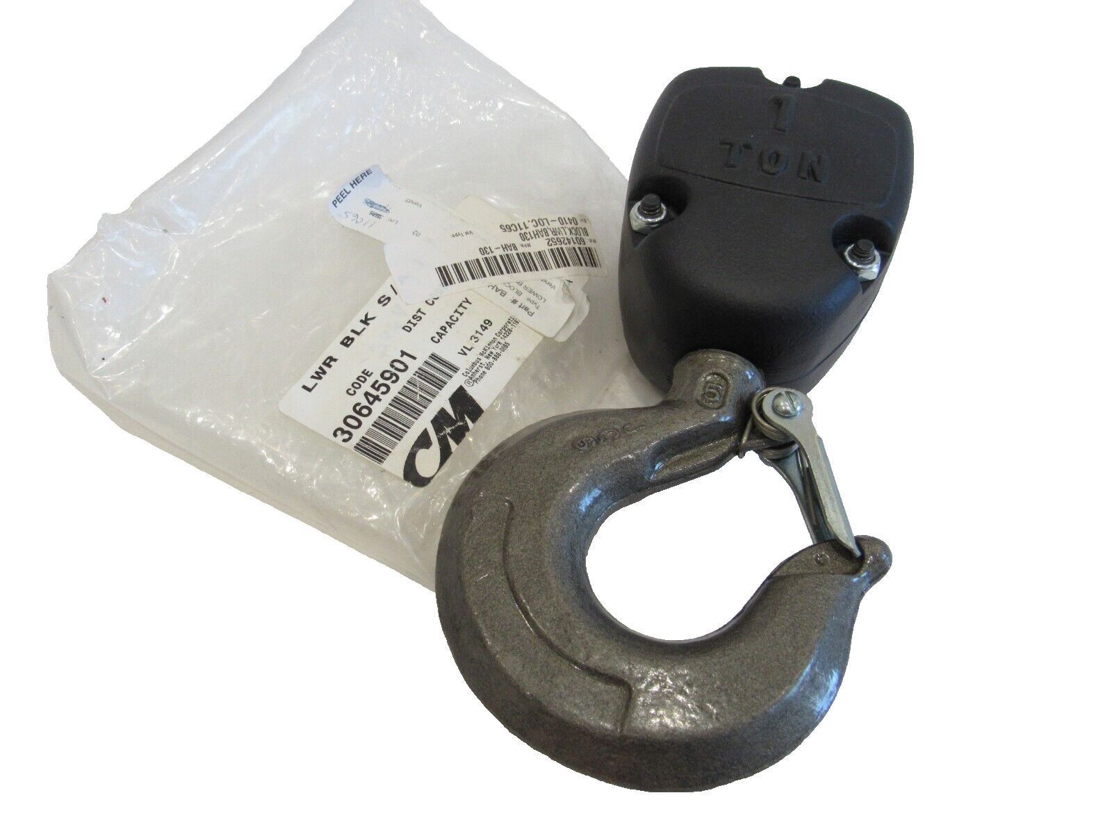 NEW CM CORP. BAH-130 LOWER HOOK BLOCK ASSEMBLY 1 TON BAH130 - SB ...
