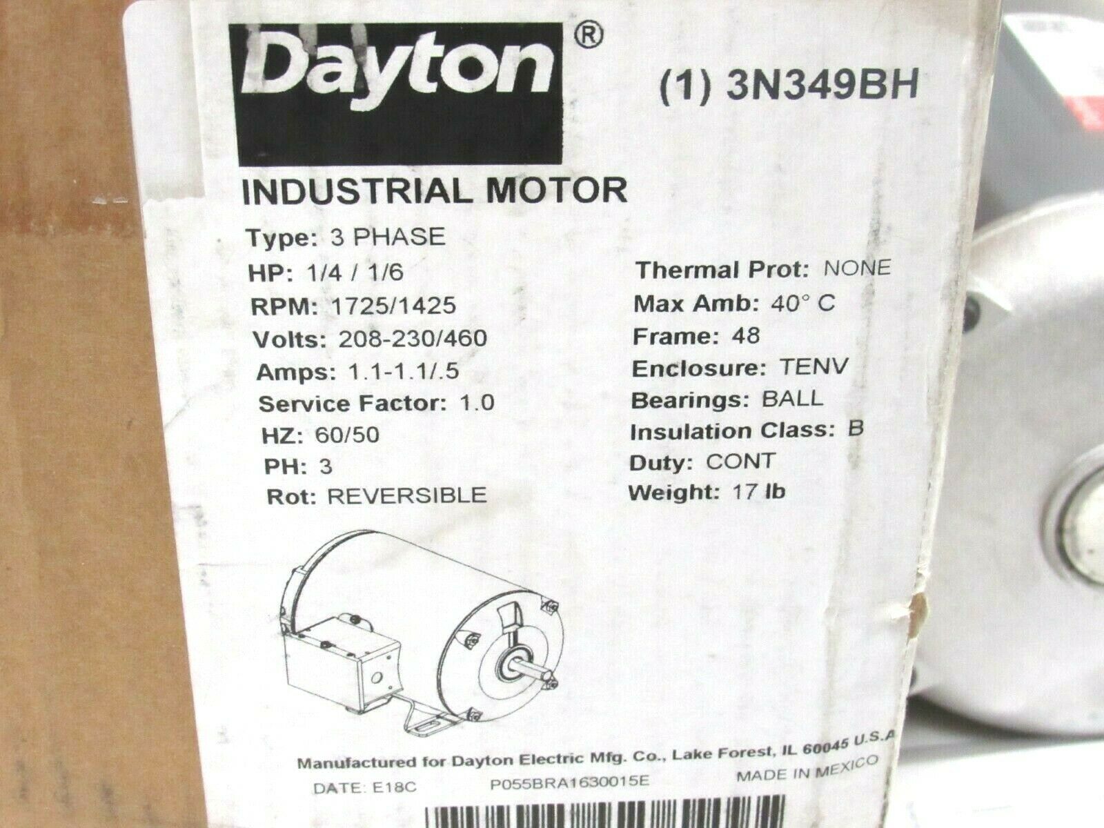 NEW DAYTON 3N349BH 3N349 3 PHASE ELECTRIC MOTOR - SB Industrial Supply ...