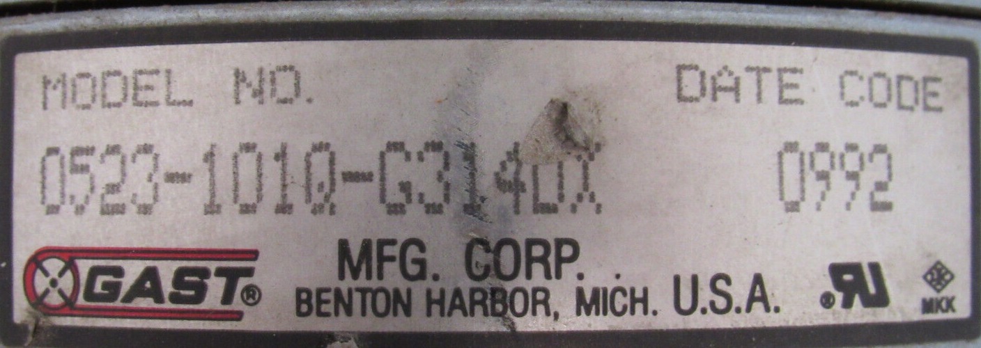 NEW GAST 0523-101Q-G314DX VACUUM PUMP 230V 1/4HP SA55JXGTB-4696 ...