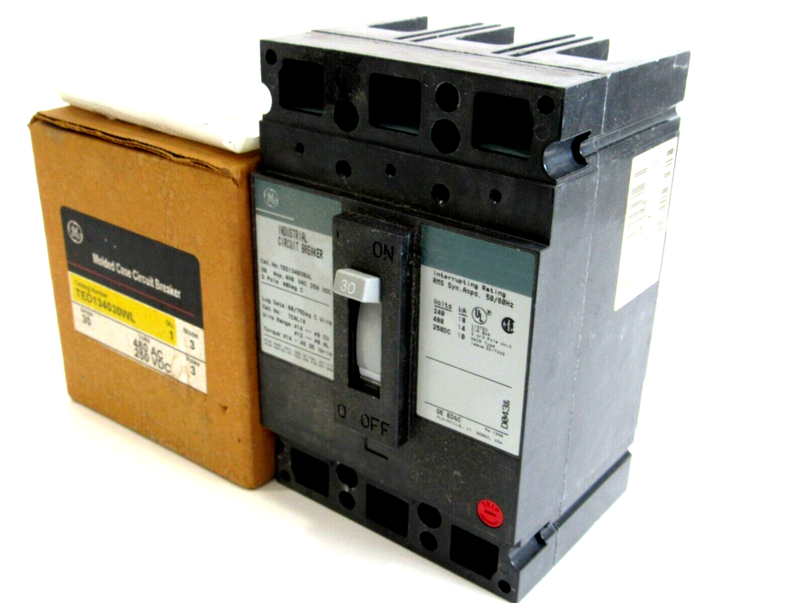 NEW GENERAL ELECTRIC TED134030WL CIRCUIT BREAKER 30AMPS 480AC 250VDC ...