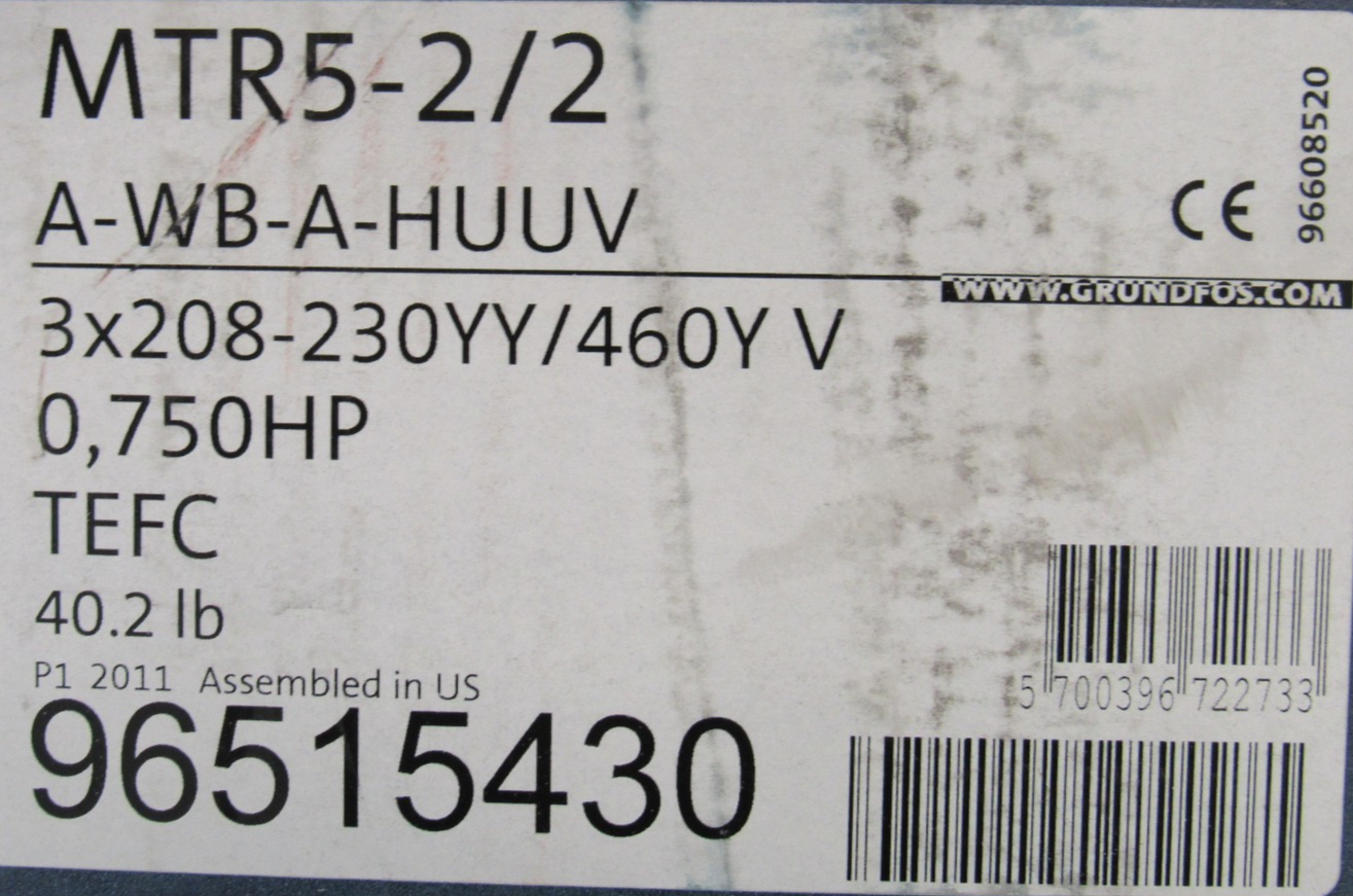 NEW GRUNDFOS MTR5-2/2 A-WB-A-HUUV COOLANT PUMP 96515430 MTR522AWBAHUUV ...