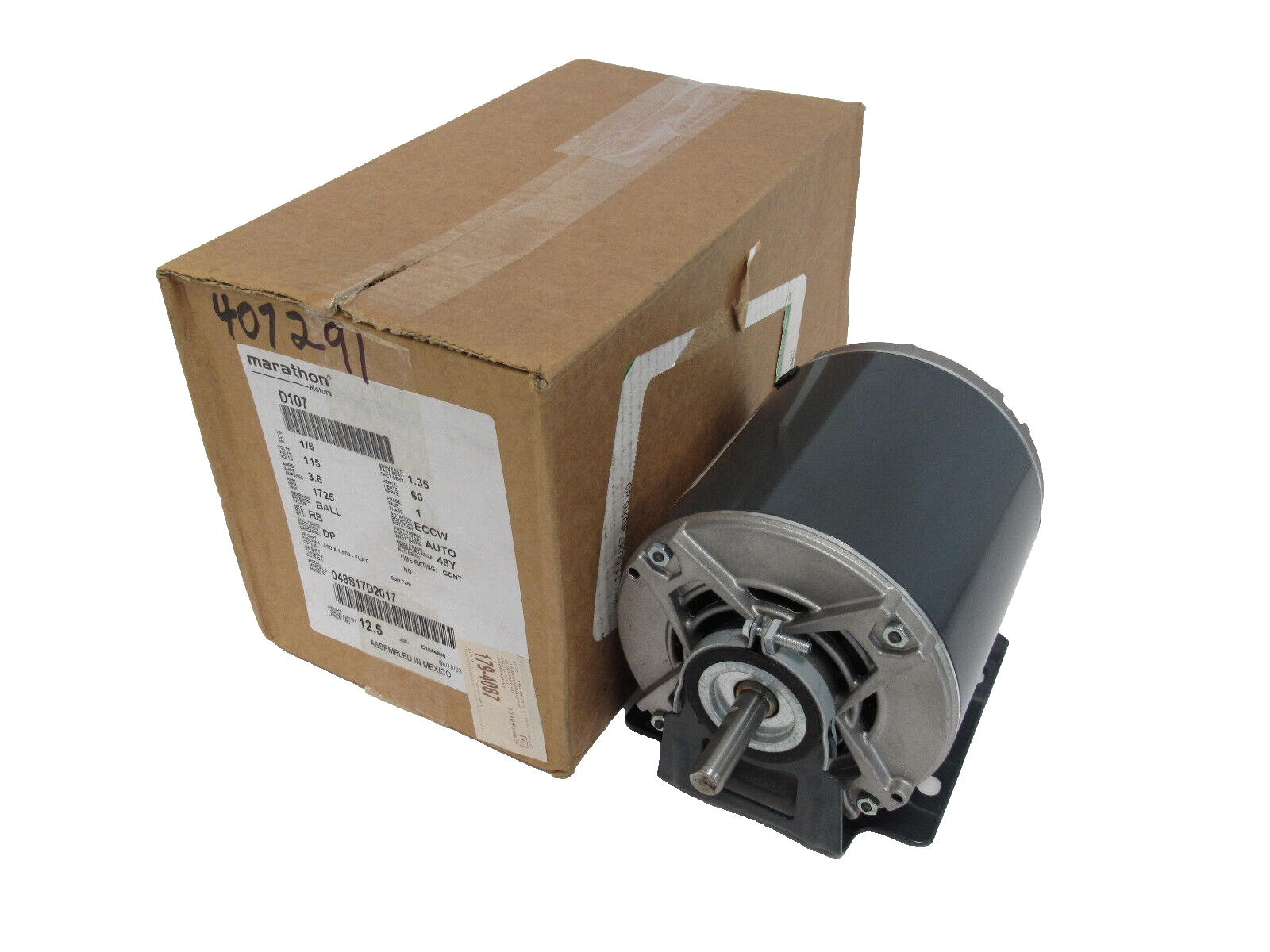 NEW MARATHON D107 FAN MOTOR 1/6HP 115V 1725RPM - SB Industrial Supply, Inc.