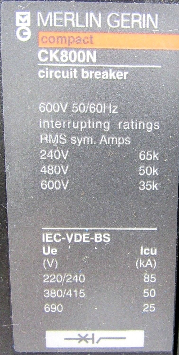 NEW MERLIN GERIN CK800N CIRCUIT BREAKER STR25DP - SB Industrial Supply ...