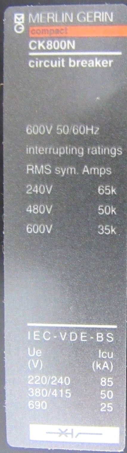 NEW MERLIN GERIN CK800N CIRCUIT BREAKER STR25DP - SB Industrial Supply ...