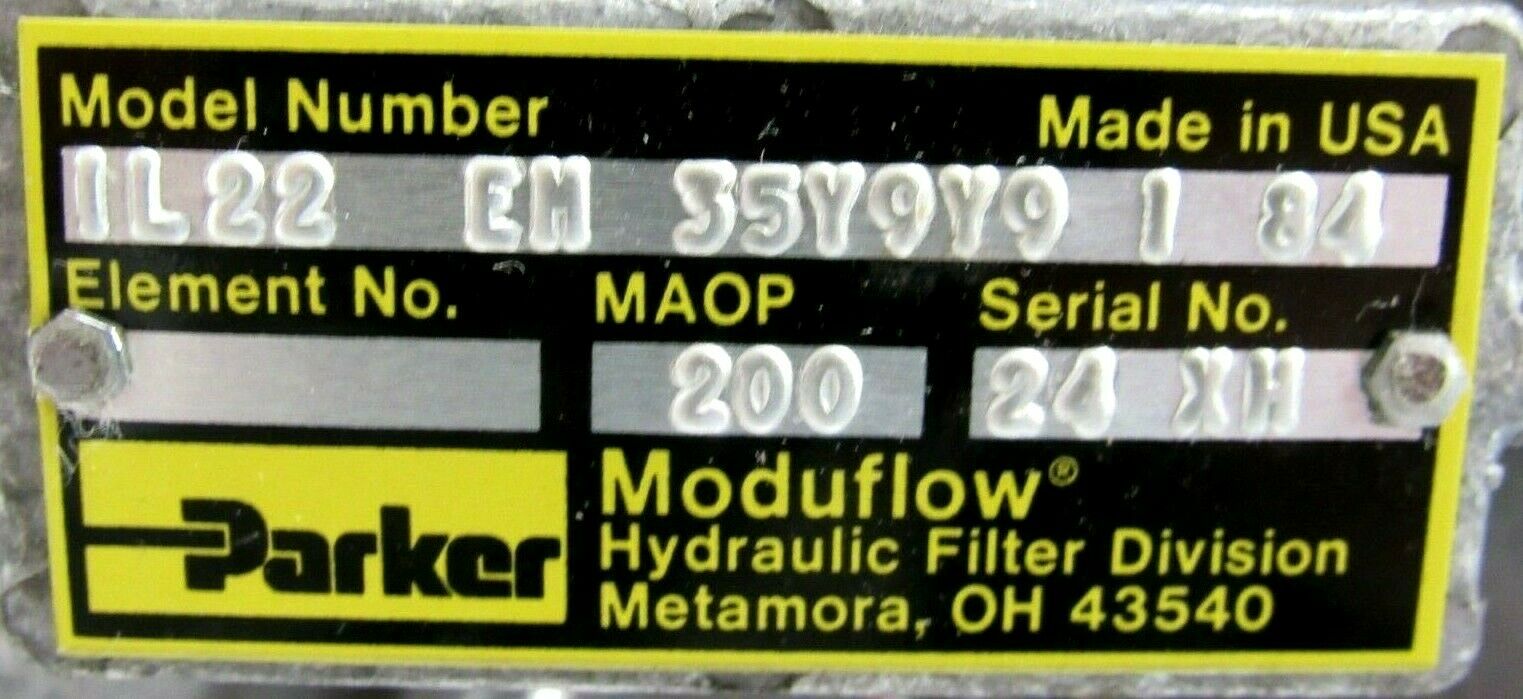 NEW PARKER IL22-EM-35Y9Y9-1-84 MODUFLOW FILTER ASSEMBLY IL22EM35Y9Y9184 ...