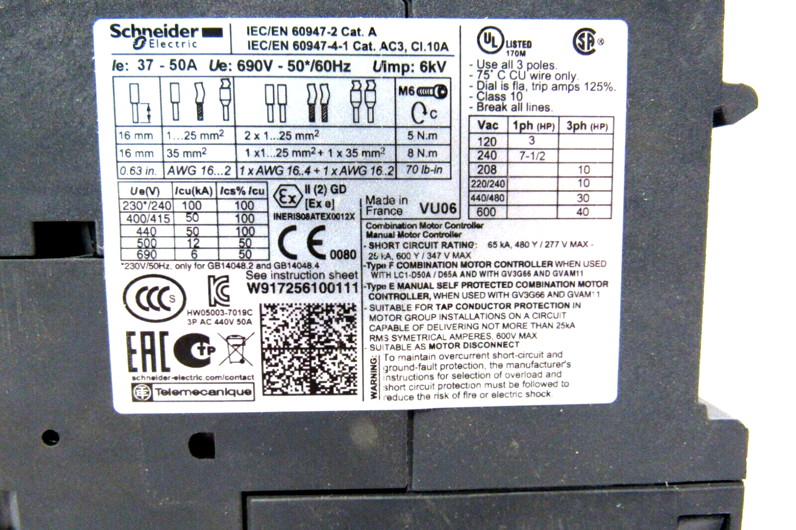 NEW SCHNEIDER ELECTRIC GV3P50 CIRCUIT BREAKER - SB Industrial Supply, Inc.