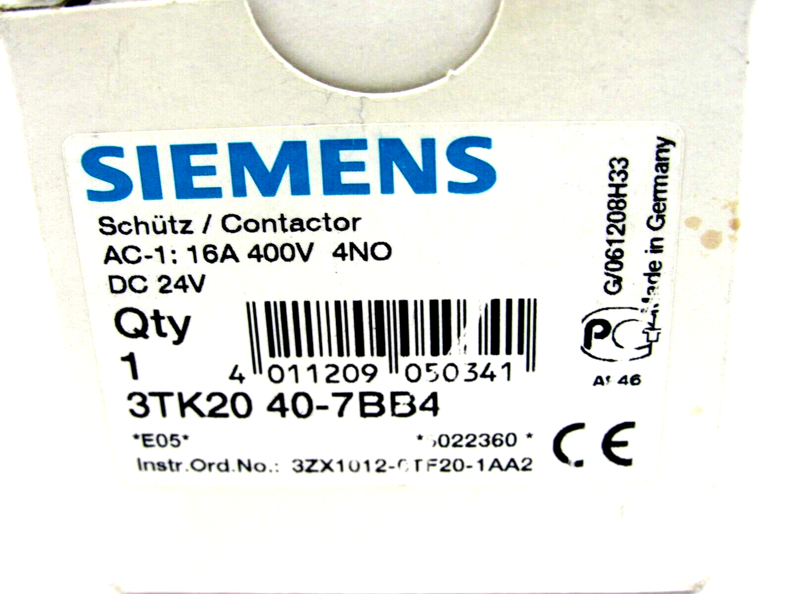 NEW SIEMENS 3TK2040-7BB4 CONTACTOR 16A 400V 3TK20407BB4 - SB Industrial ...