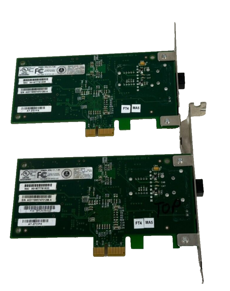 LOT OF 2 USED ALLIED TELESIS AT-2711FX FIBER OPTIC CARDS 843-000309 REV ...