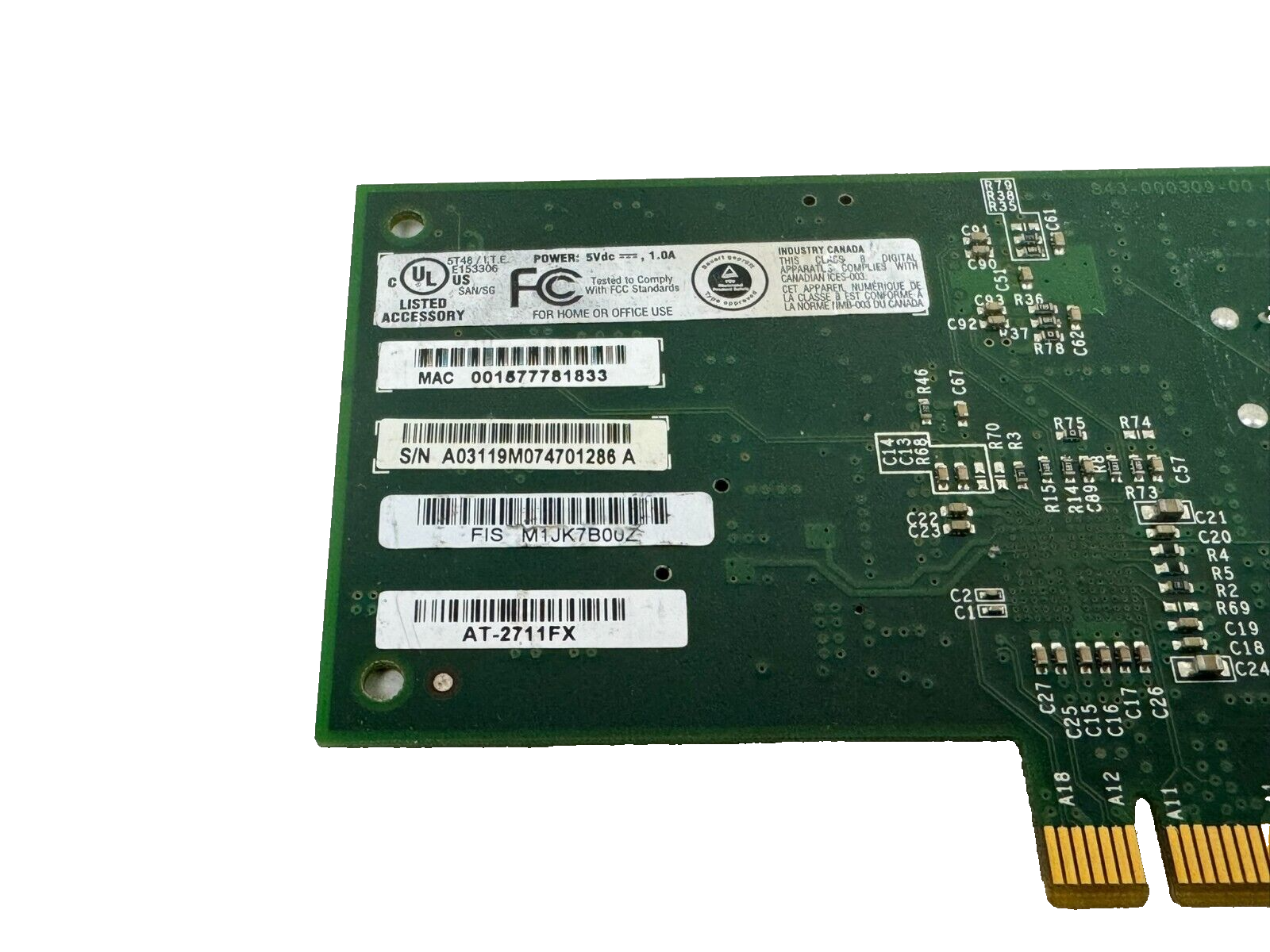 LOT OF 2 USED ALLIED TELESIS AT-2711FX FIBER OPTIC CARDS 843-000309 REV ...