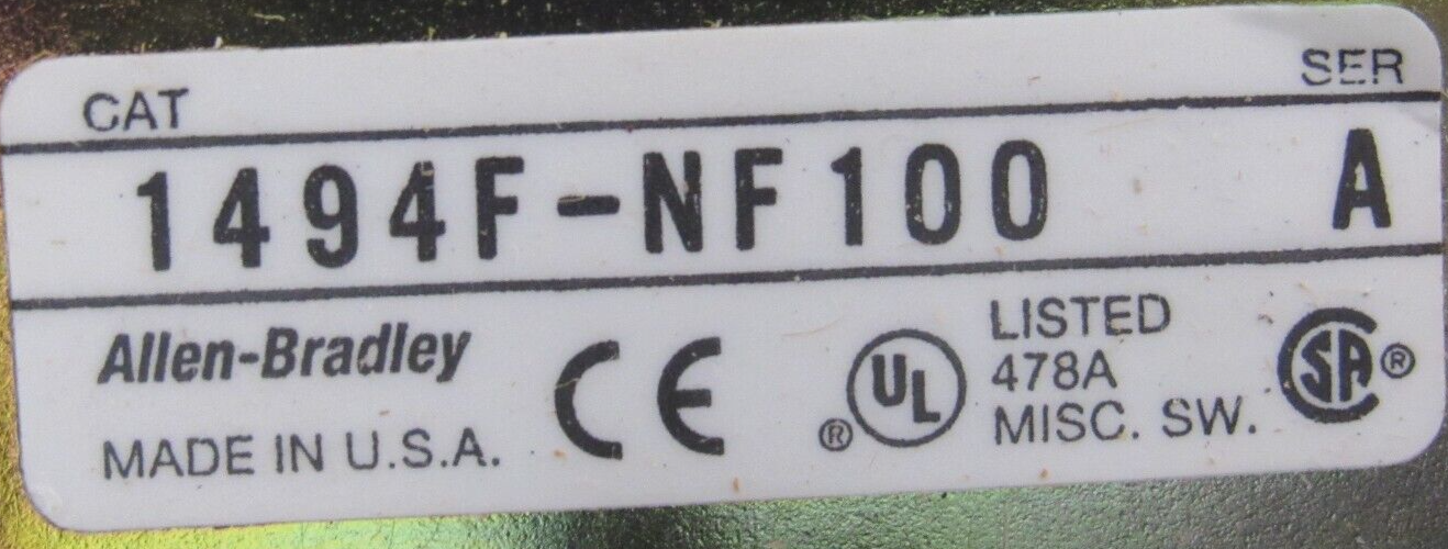 NEW ALLEN BRADLEY 1494F-NF100 DISCONNECT SWITCH SER.A 1494FNF100 - SB ...