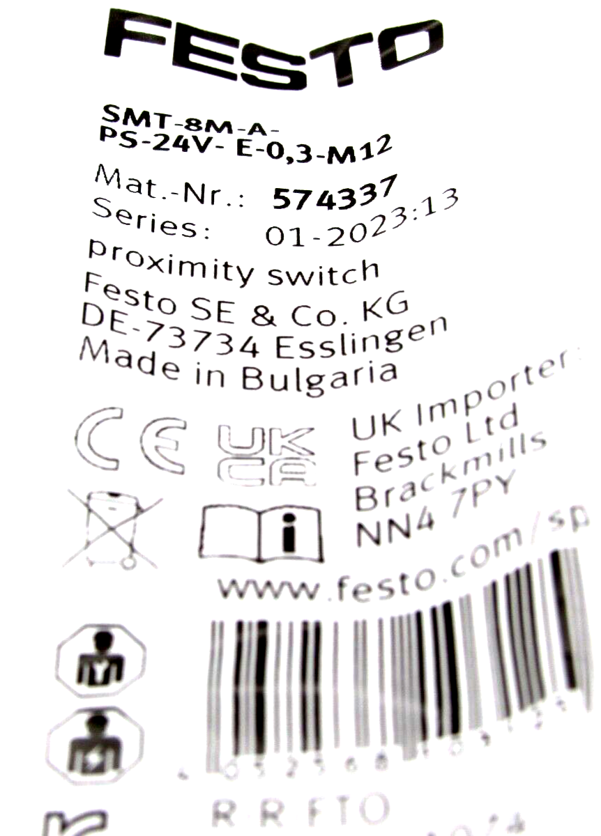 NEW FESTO SMT-8M-A-PS-24V-E-0,3-M12 PROXIMITY SWITCH 574337 ...
