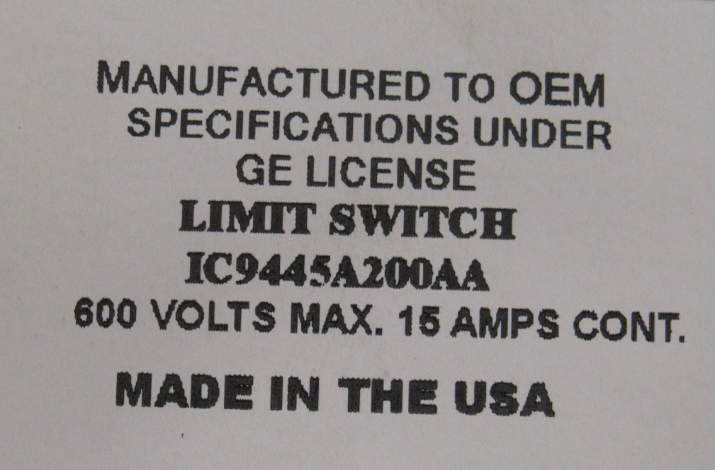 NEW GENERAL ELECTRIC IC9445A200AA LIMIT SWITCH - SB Industrial Supply, Inc.