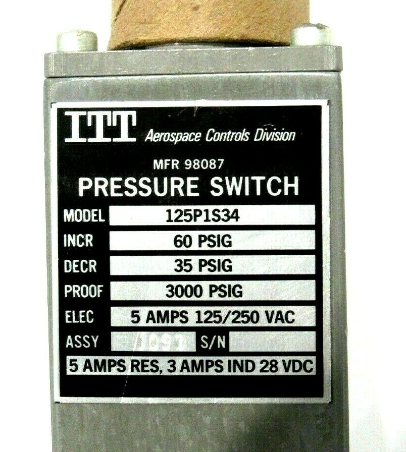 NEW ITT 125P1S34 PRESSURE SWITCH - SB Industrial Supply, Inc.