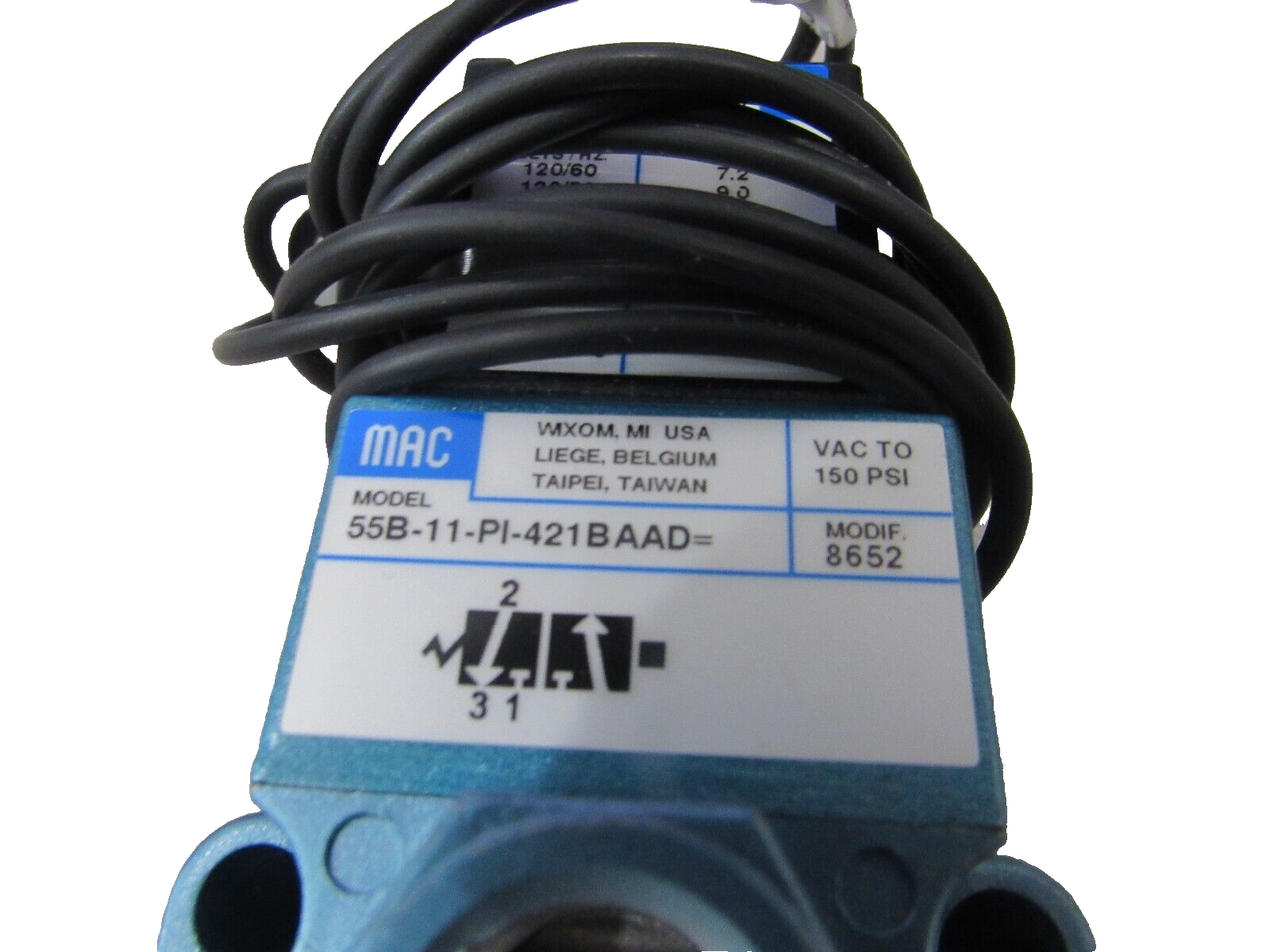 NEW MAC VALVES 55B-11-PI-421BAAD SOLENOID VALVE 55B11PI421BAAD - SB ...
