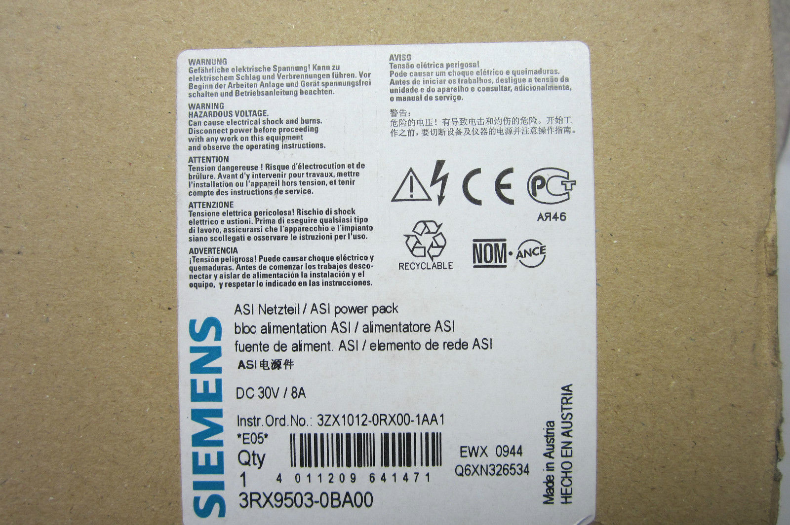 NEW SIEMENS 3RX9503-0BA00 POWER SUPPLY 3RX95030BA00 - SB Industrial ...