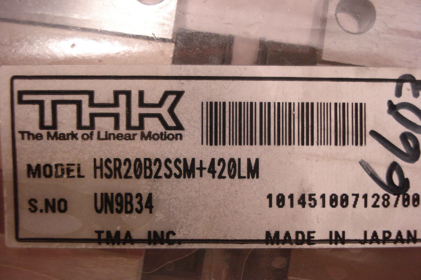 NEW THK HRS20B2SSM+420LM LINEAR RAIL BEARING - SB Industrial Supply, Inc.