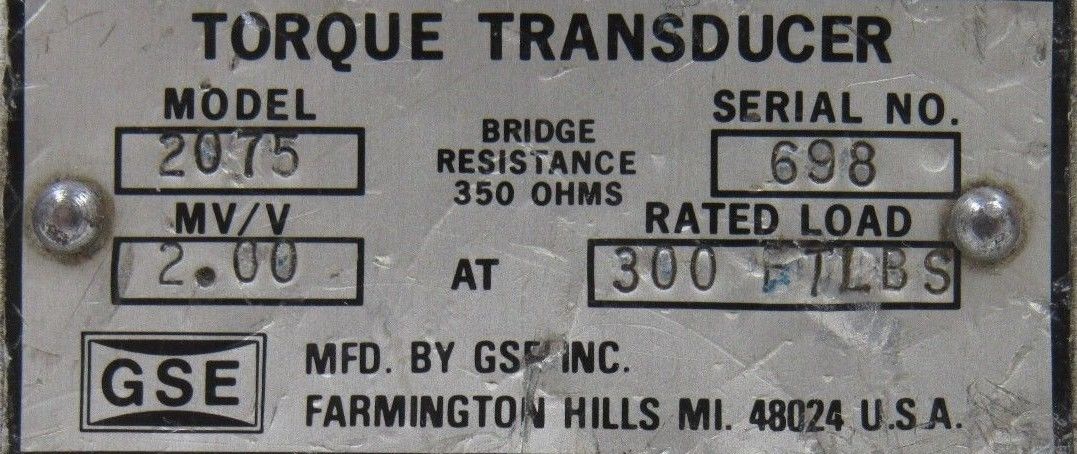 USED GSE 2075 TORQUE TRANSDUCER - SB Industrial Supply, Inc.