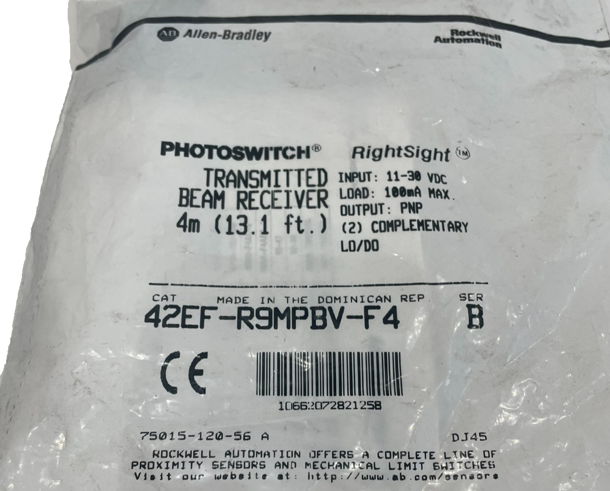 ALLEN BRADLEY 42EF-R9MPBV-F4 TRANSMITTED BEAM RECEIVER SER.B ...