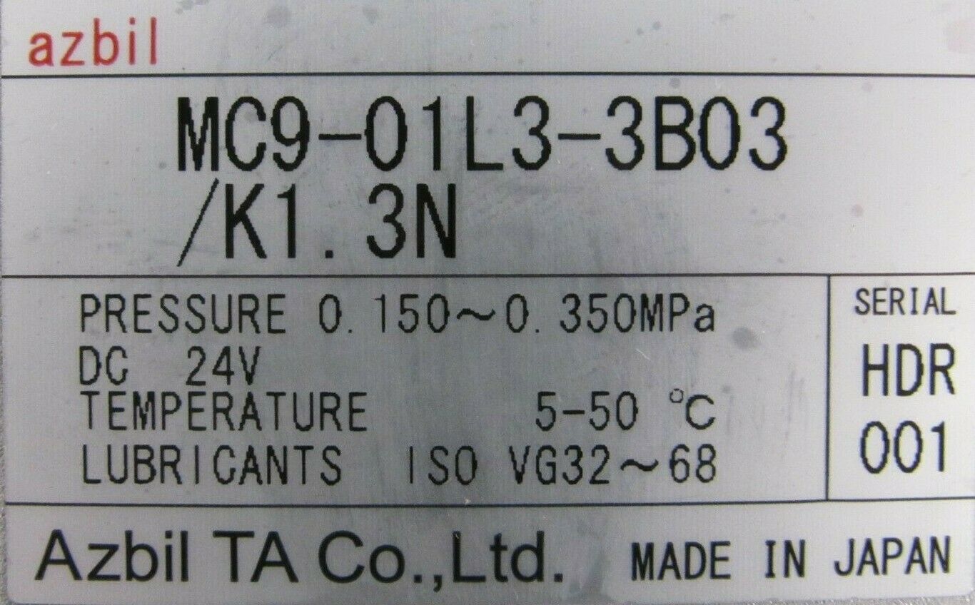 NEW AZBIL MC9-01L3-3B03/K1.3N MICRO LUBE UNIT MC901L33B03K13N - SB ...
