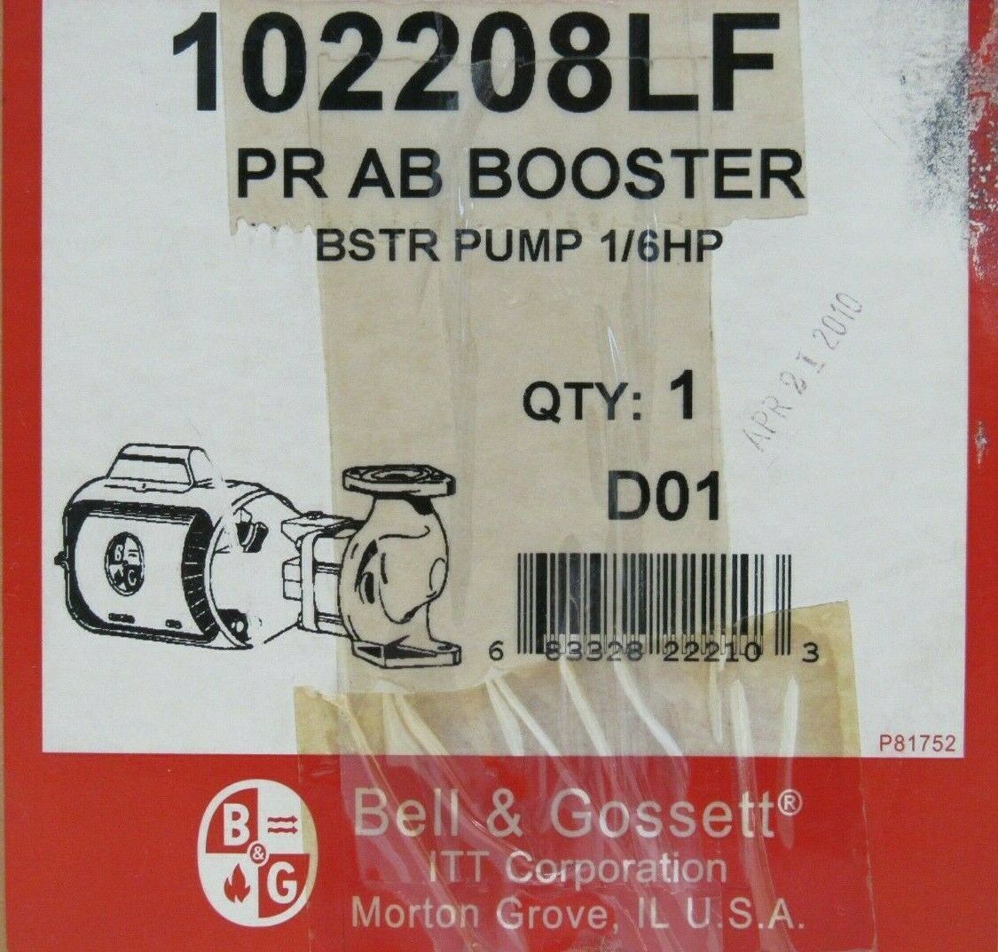NEW BELL & GOSSETT 102208LF BOOSTER PUMP 1/6HP - SB Industrial Supply, Inc.
