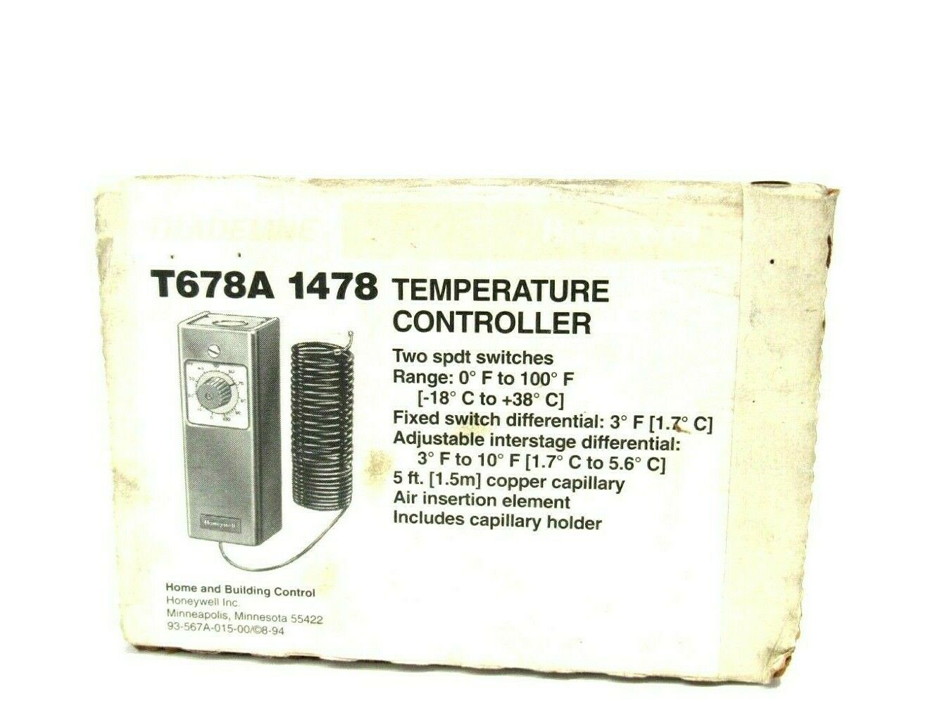 NEW HONEYWELL T678A-1478 TEMPERATURE CONTROLLER T678A1478 - SB ...