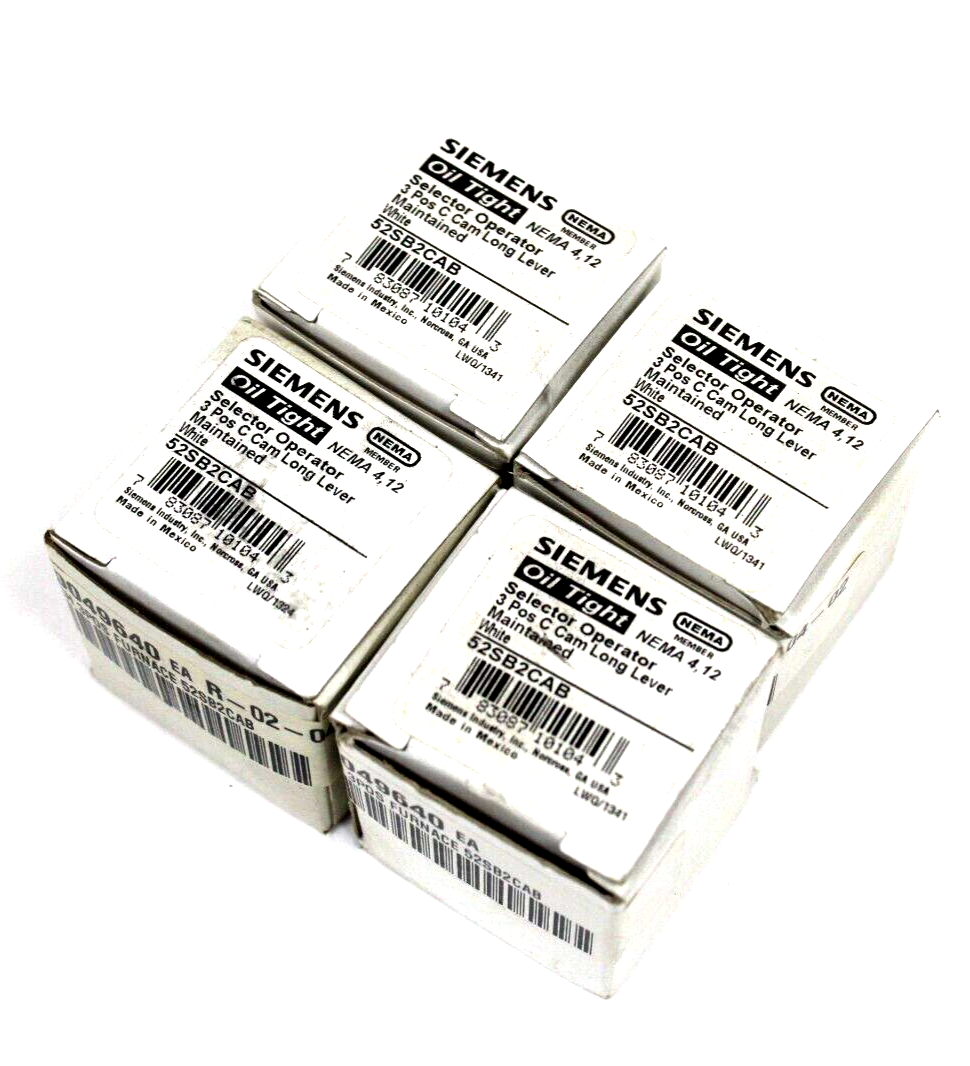 NEW LOT OF 4 SIEMENS 52SB2CAB SELECTOR SWITCHES - SB Industrial Supply ...