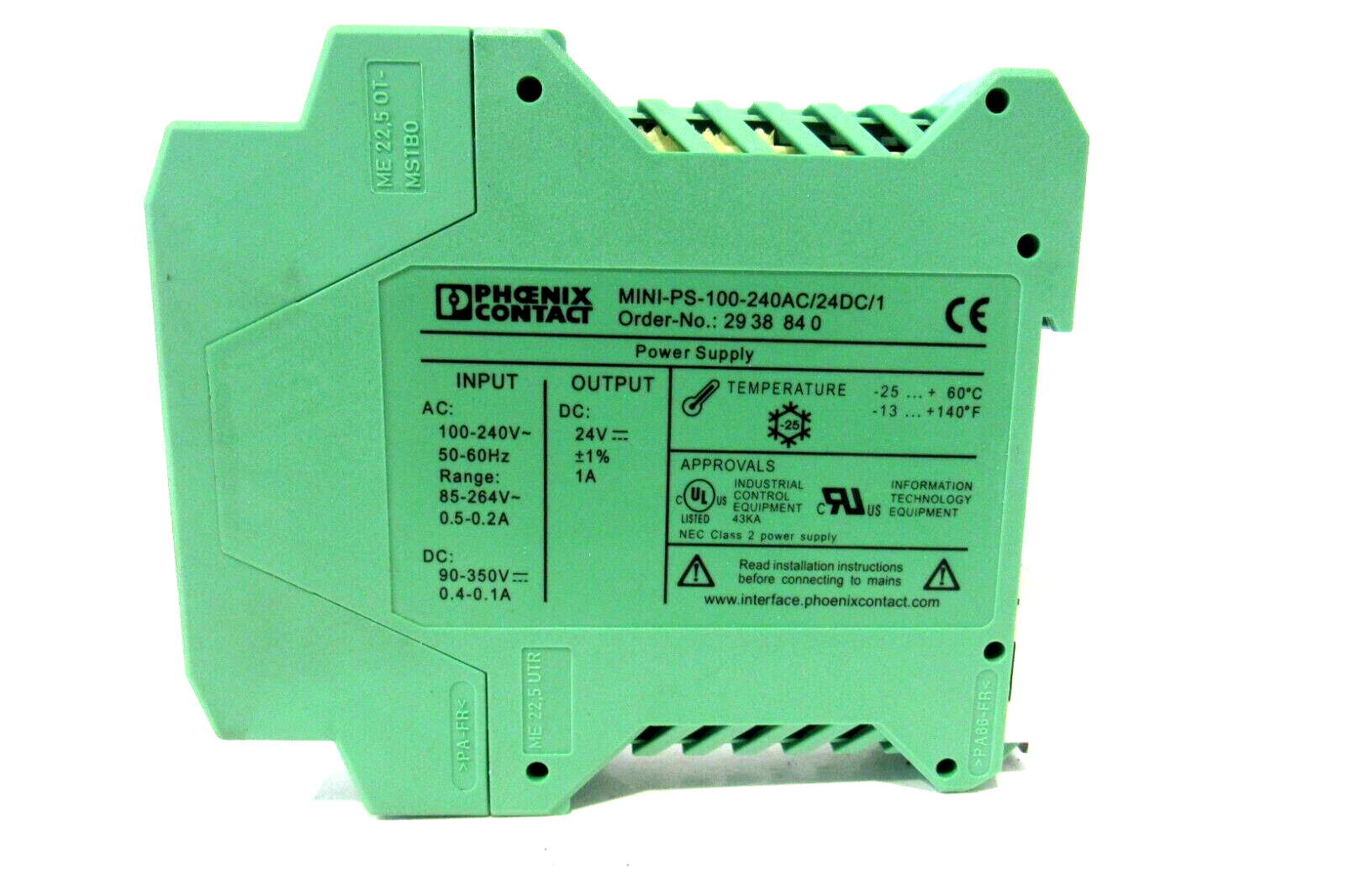 NEW PHOENIX CONTACT MINI-PS-100-240AC/24DC/1 POWER SUPPLY 2938840 - SB ...