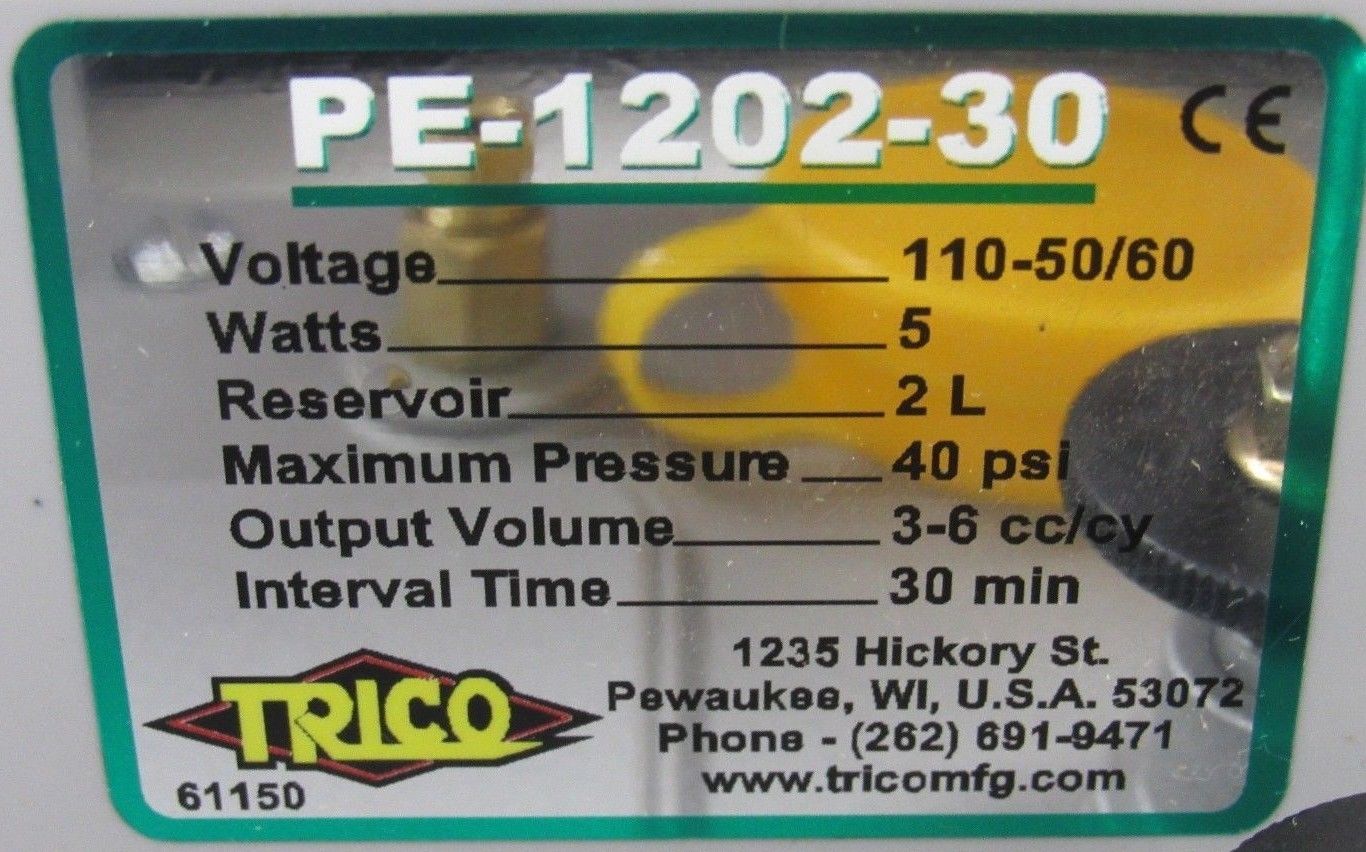 NEW TRICO PE-1202-30 LUBRICATOR PUMP PE120230 40 PSI 2 LITER - SB ...