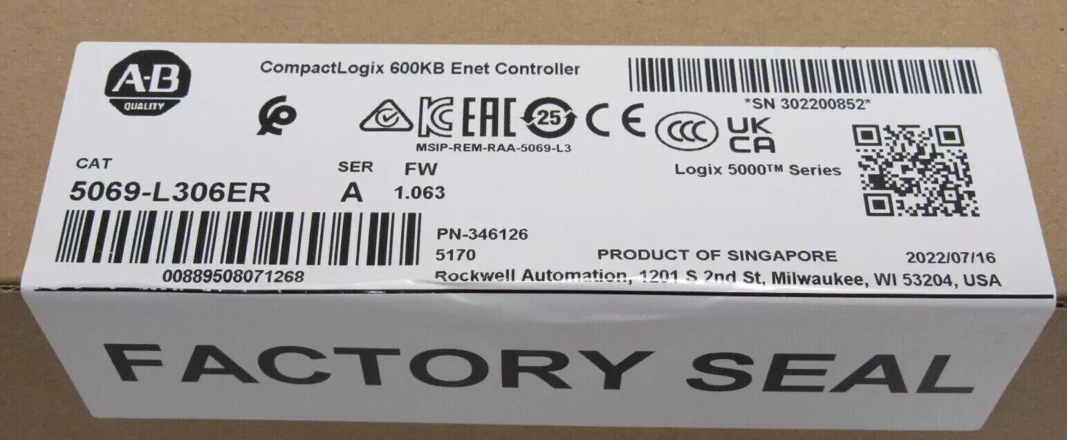 SEALED ALLEN BRADLEY 5069-L306ER COMPACTLOGIX CONTROLLER SER.A - SB ...