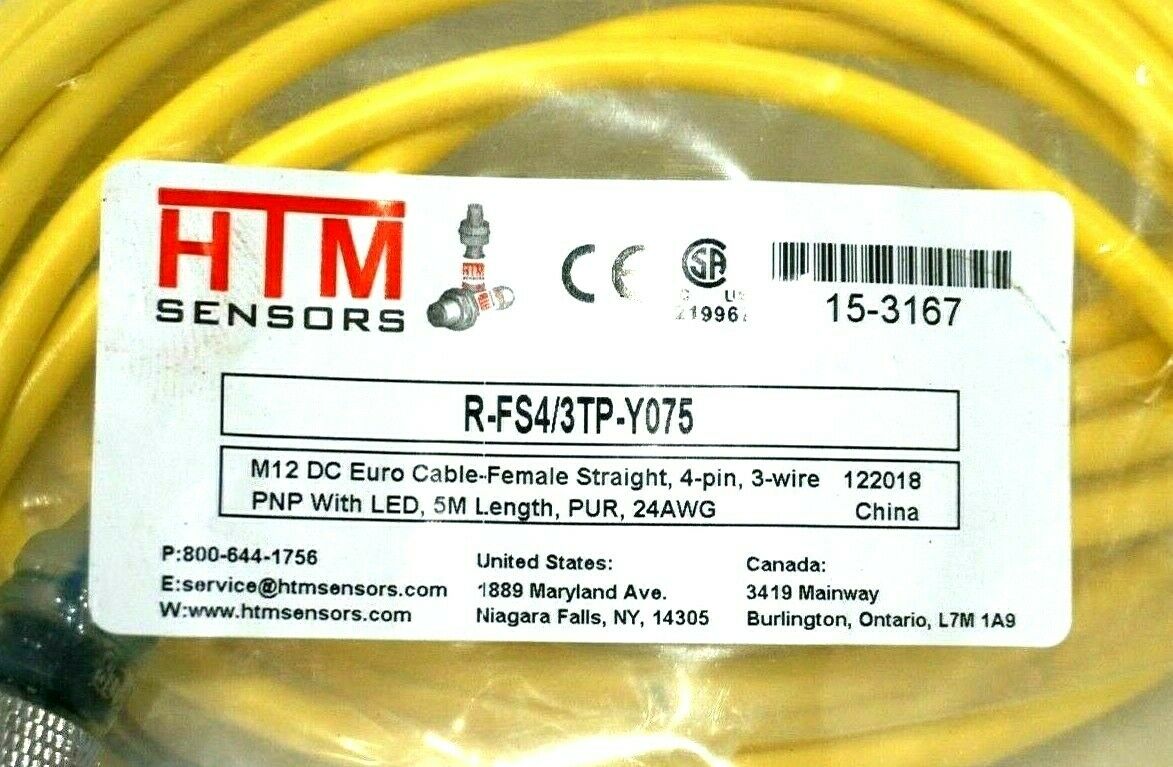 4 NEW HTM SENSORS R-FS4/3TP-Y075 CABLES RFS43TPY075 - SB Industrial ...