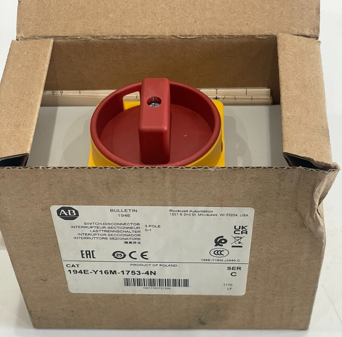 ALLEN BRADLEY 194E-Y16M-1753-4N DISCONNECTOR SWITCH 194EY16M17534N NEW ...